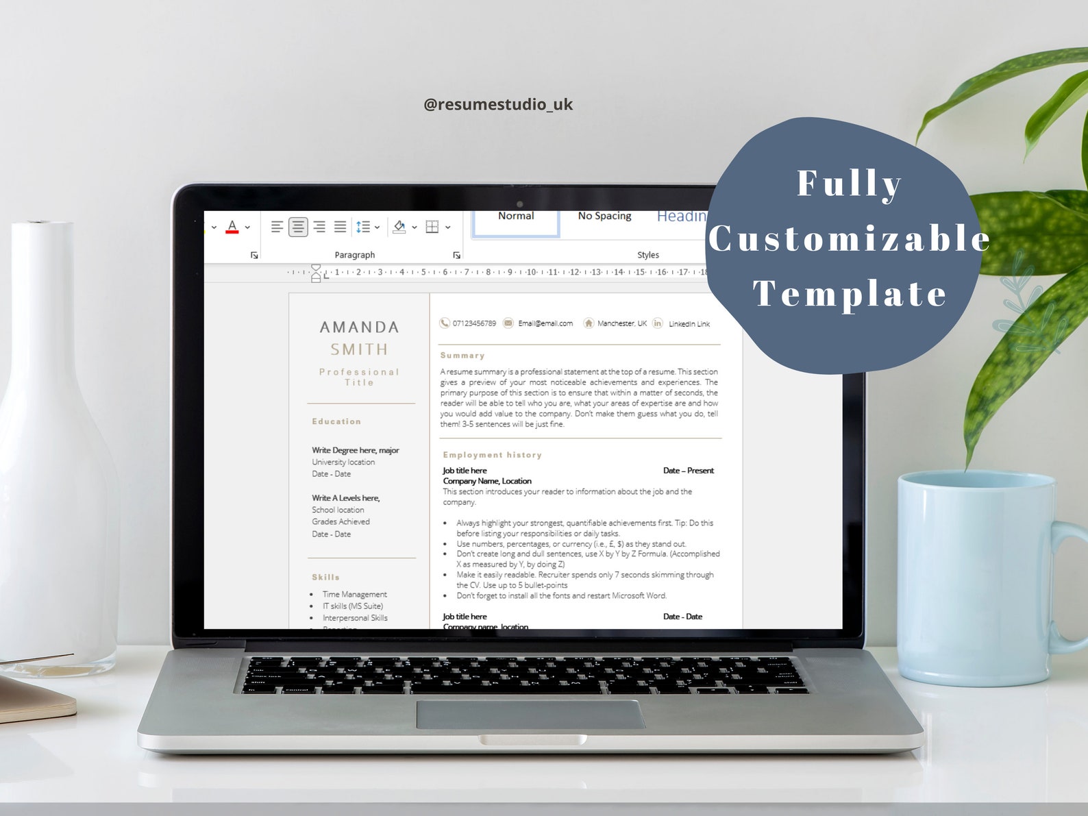 2 Page Professional Clean Resume| Template Cover Letter and References ...