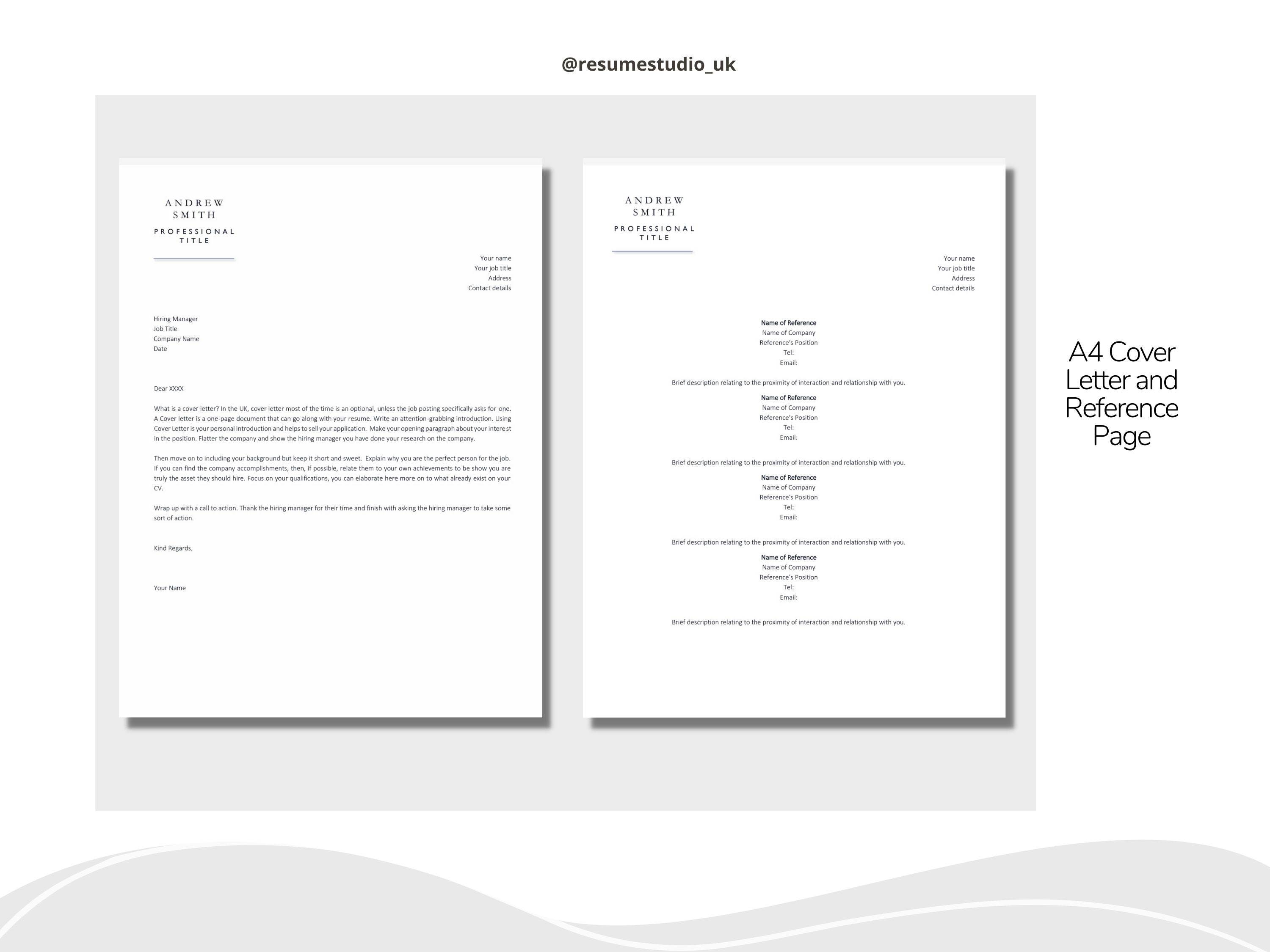 2 Page Professional Resume| Template Cover Letter and References ...