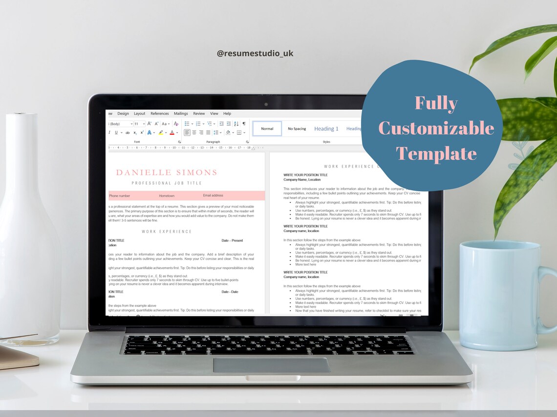 2 Page Professional Resume| Template Cover Letter and References ...