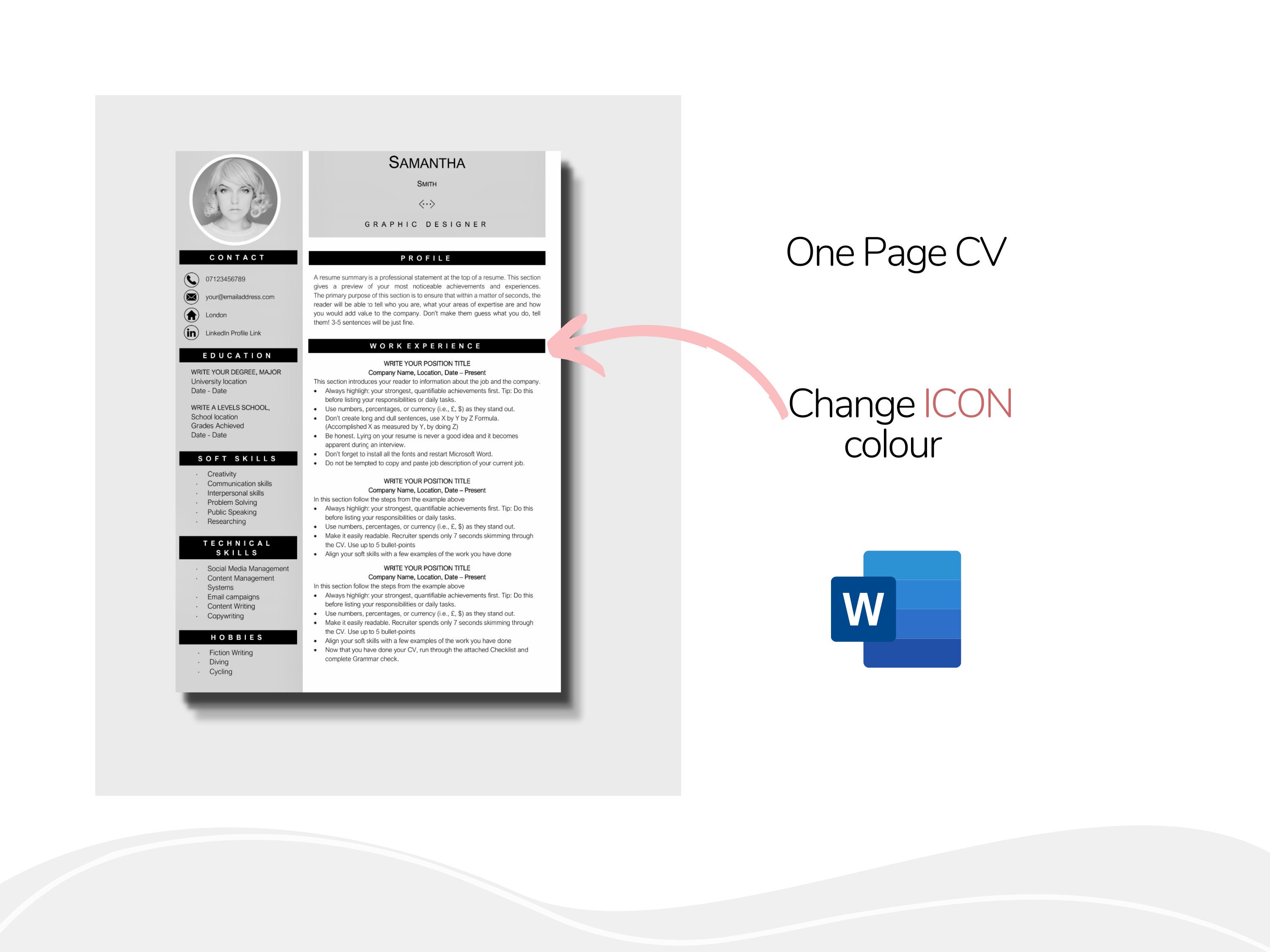 CV Template With Photo, Professional Resume Template for Word , Clean ...