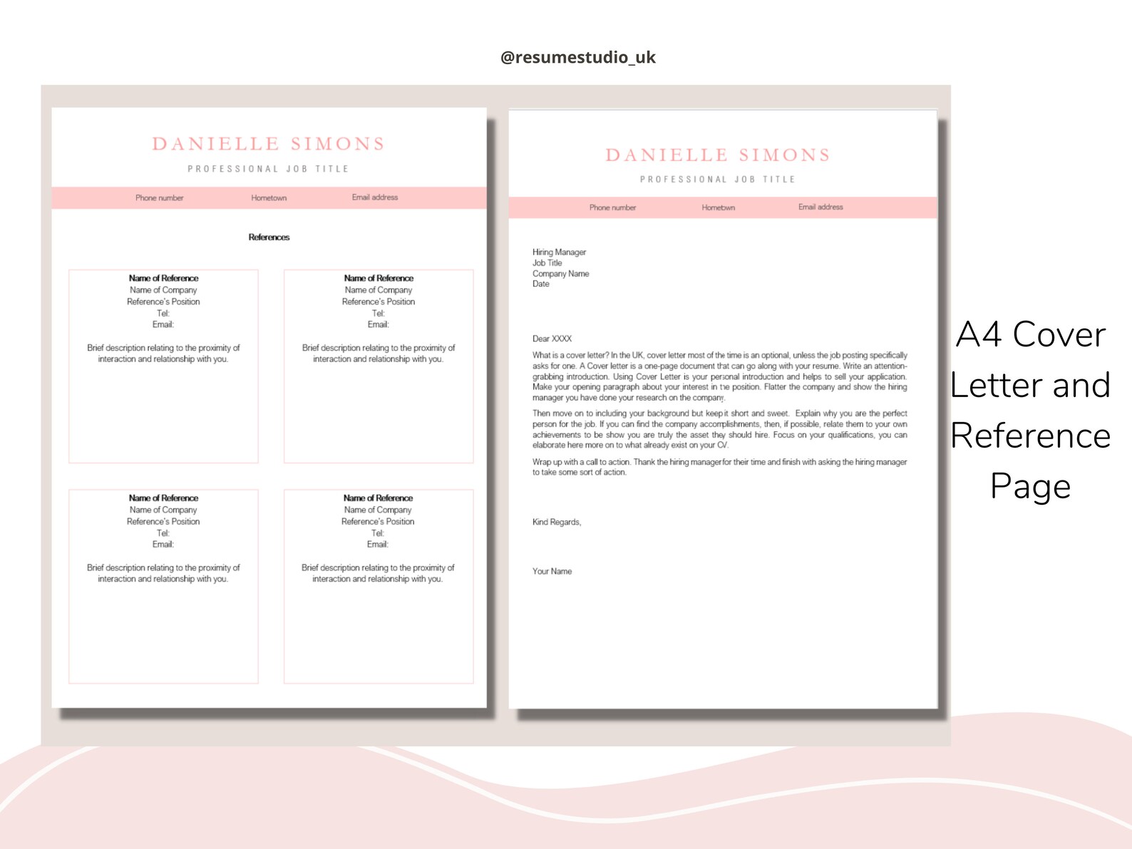 2 Page Professional Resume| Template Cover Letter and References ...
