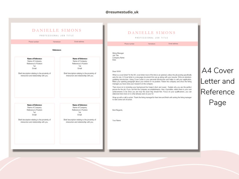 2 Page Professional Resume| Template Cover Letter and References ...