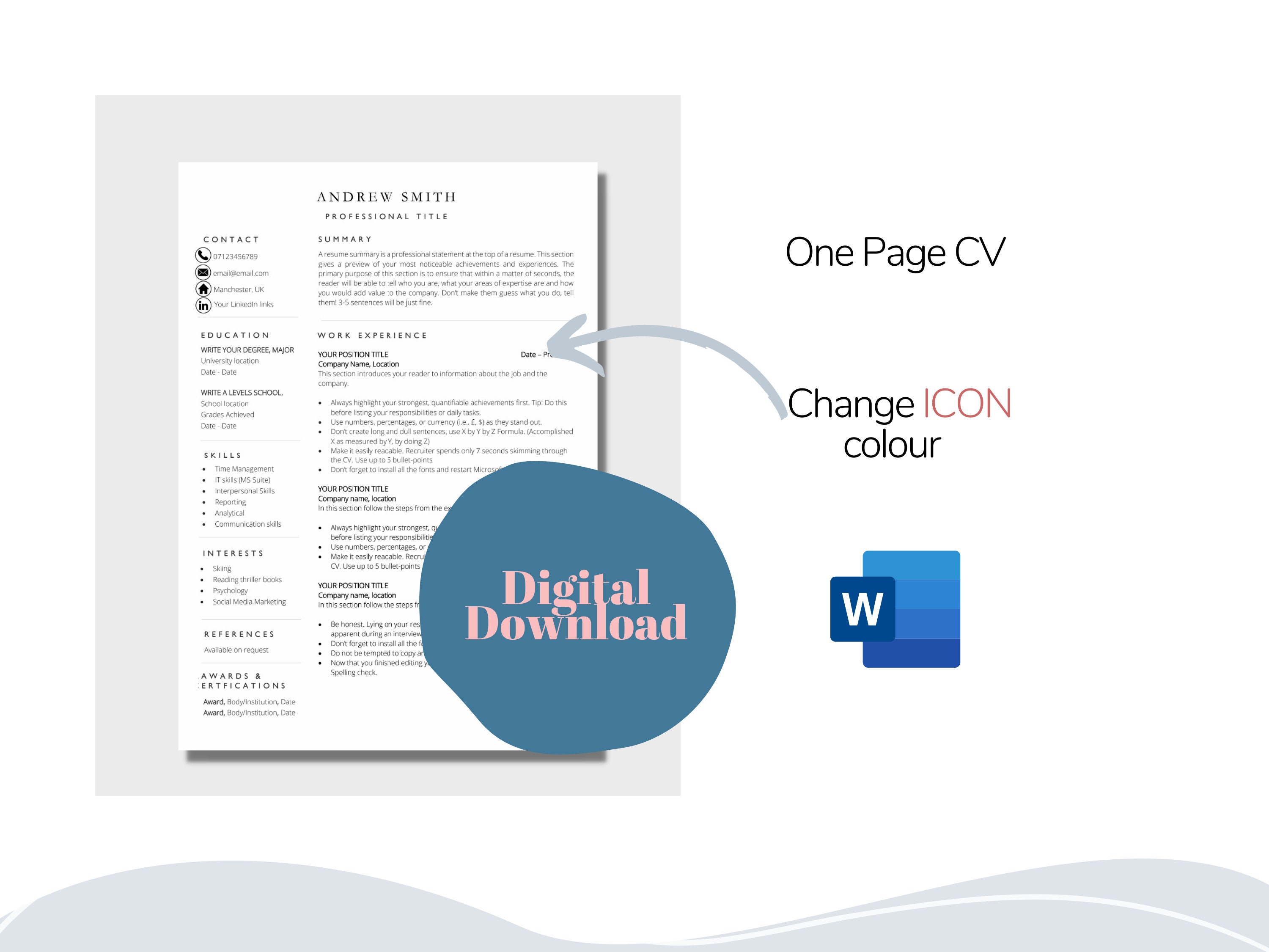 2 Page Professional Clean Resume| Template Cover Letter and References ...