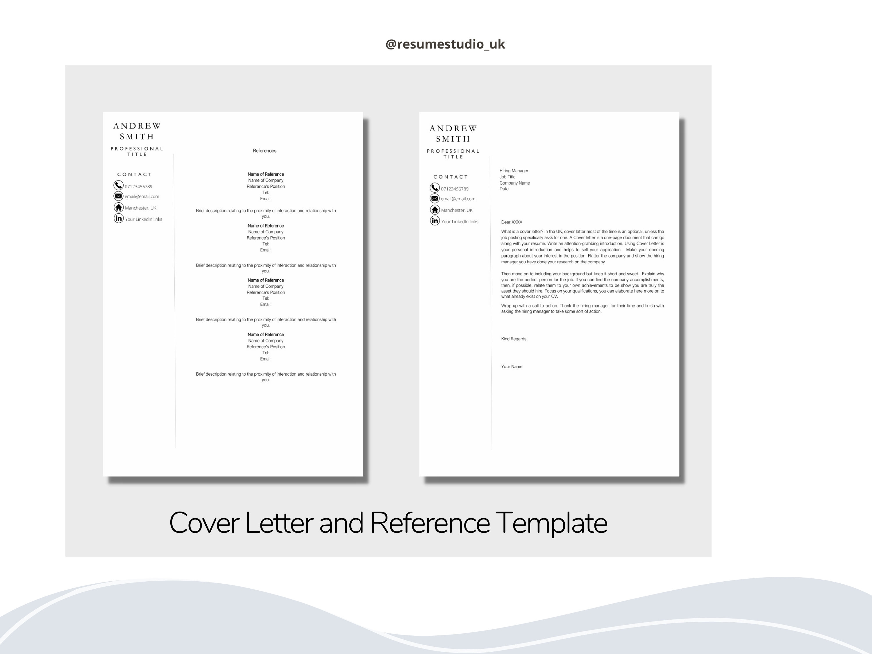 2 Page Professional Clean Resume| Template Cover Letter and References ...