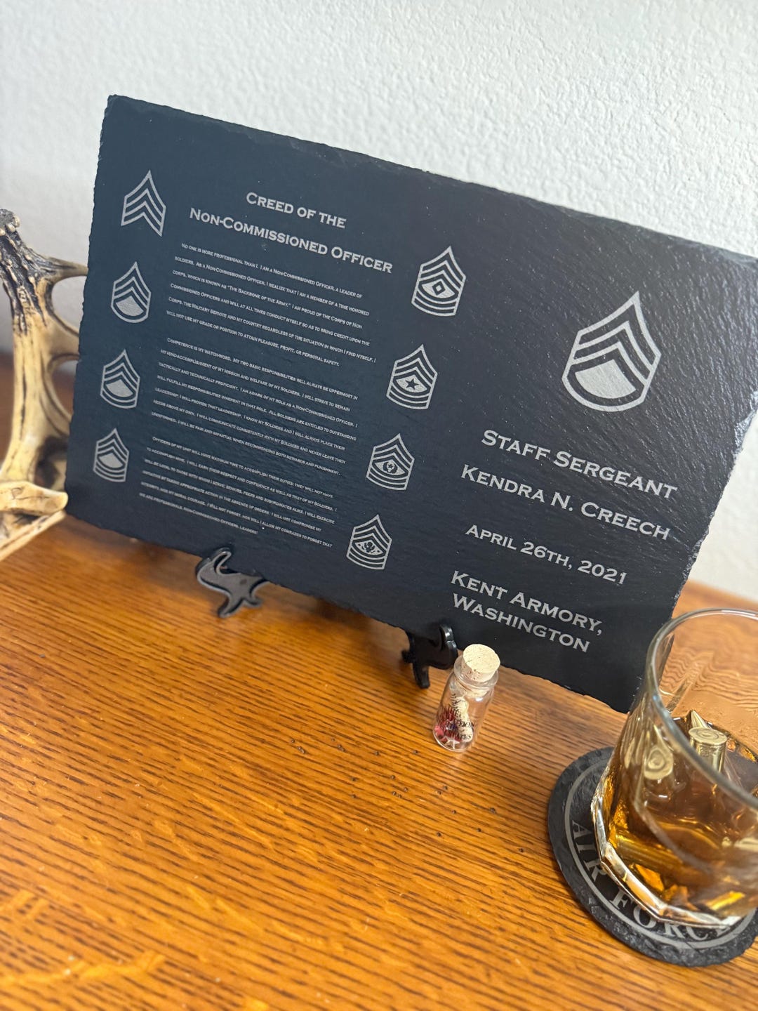 Personalized ARMY NCO Creed Slate Plaque for Promotions - Graduations ...