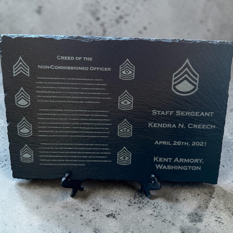 ARMY Personalized NCO Creed Slate Plaque | Military Promotion ...
