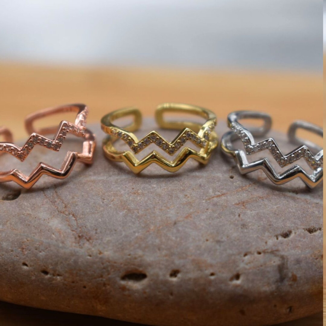 Highs and Lows Anxiety Ring Zig Zag Ring Adjustable Empowering Self ...