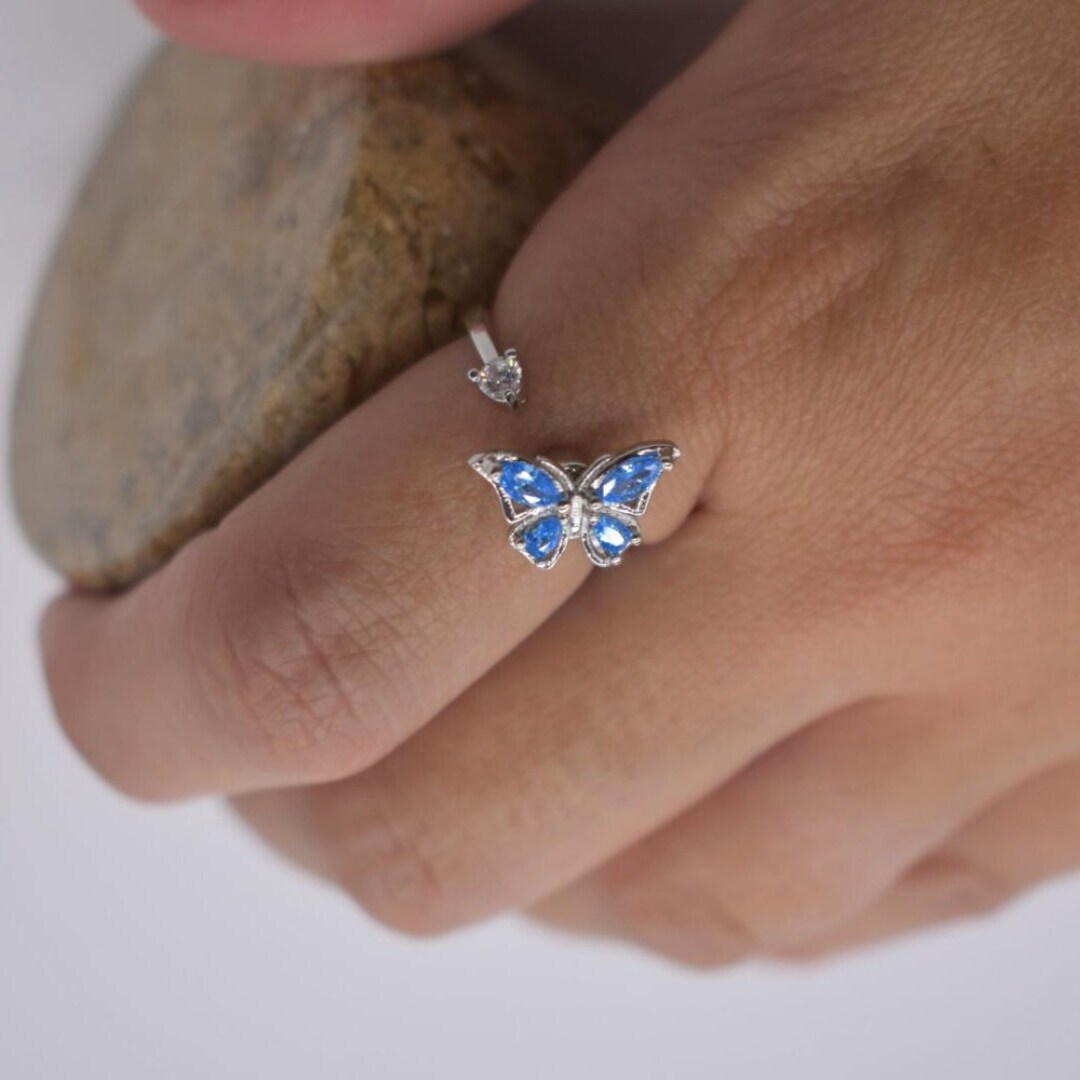 BUTTERFLY SPINNER RING Butterfly Fidget Spinner Ring, Anxiety Spinning ...