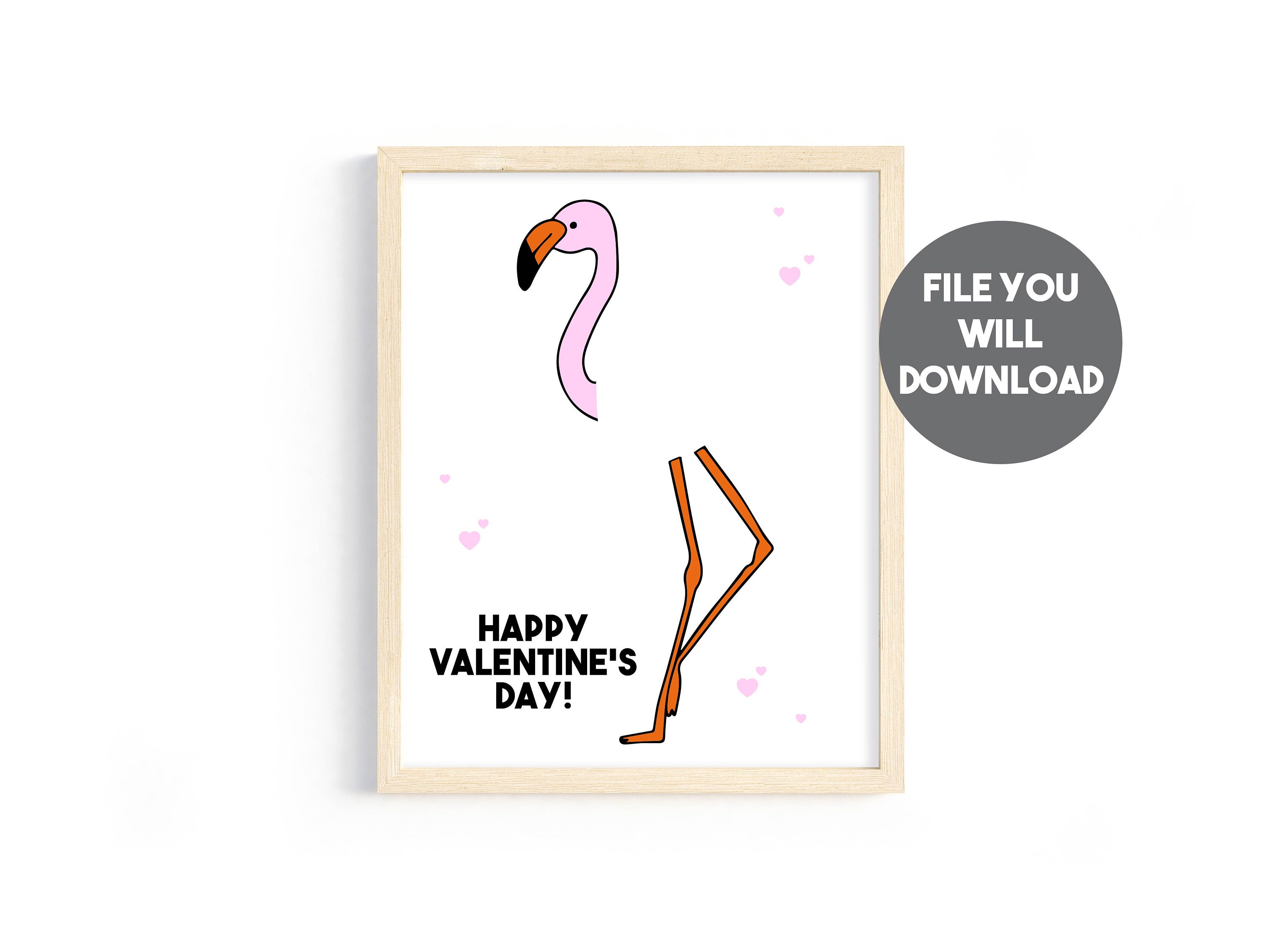 Flamingo Valentine's Day Handprint Art, Instant Download Handprint Art ...