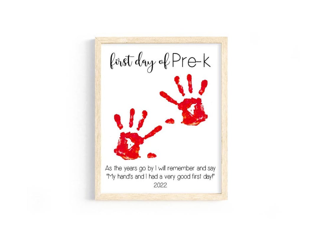 First Day of Pre-k Handprint Art, Instant Download Handprint Art, DIY ...