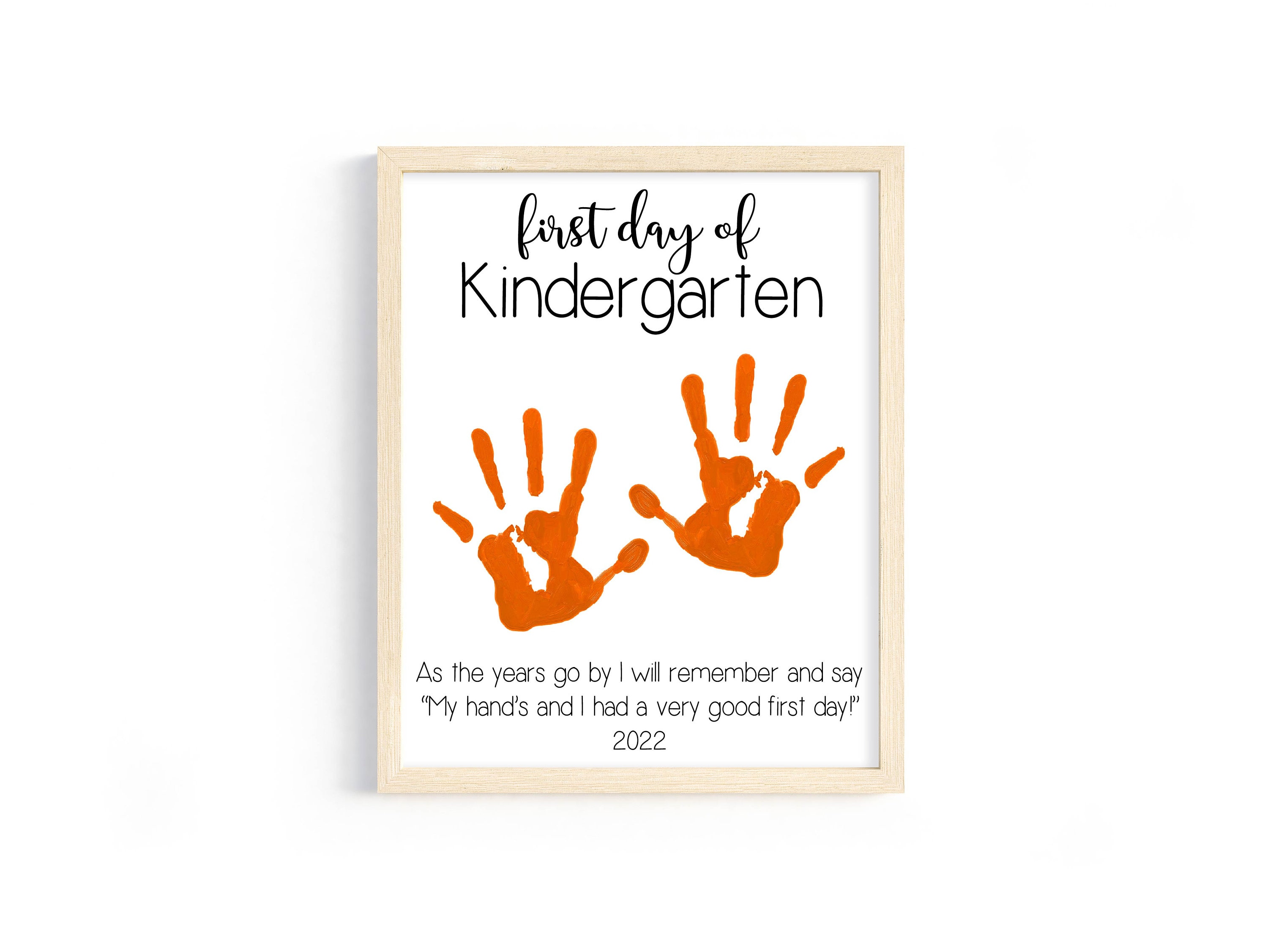 First Day of Kindergarten Handprint Art, Instant Download Handprint Art ...