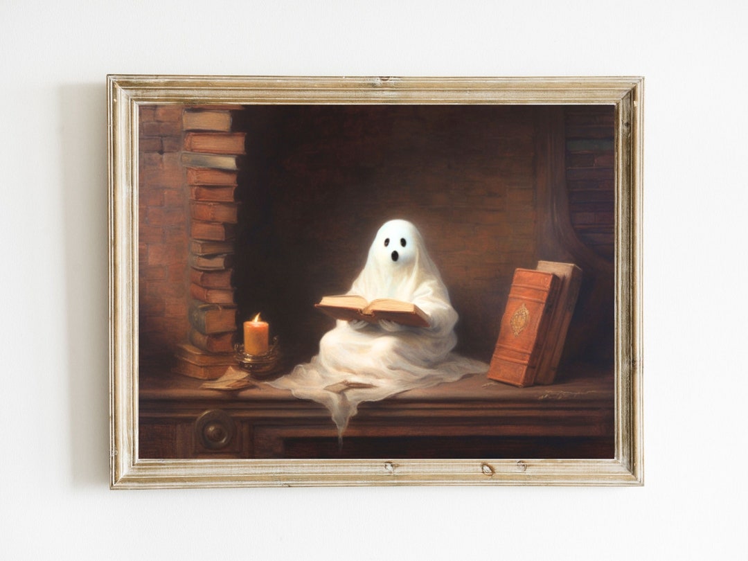 PRINTABLE Reading Ghost Art Print Scary Season Wall Art Dark - Etsy