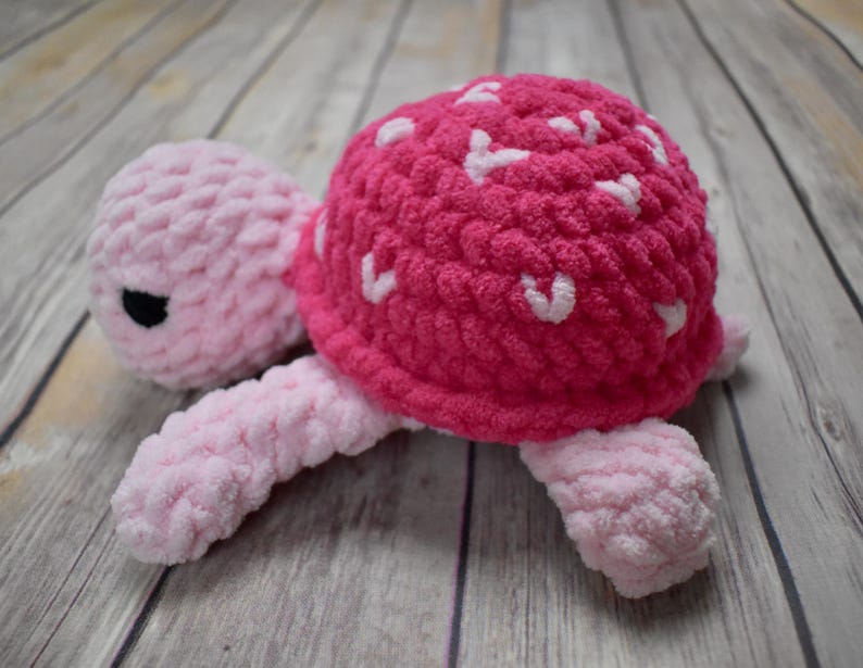 Crochet Turtle Plush, Handmade Plush Toy, Pink Turtle Plush, Gift for ...