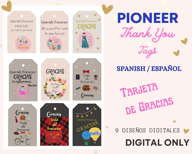 Pioneer Thank You Tag Spanish Tarjeta De Gracias - Etsy