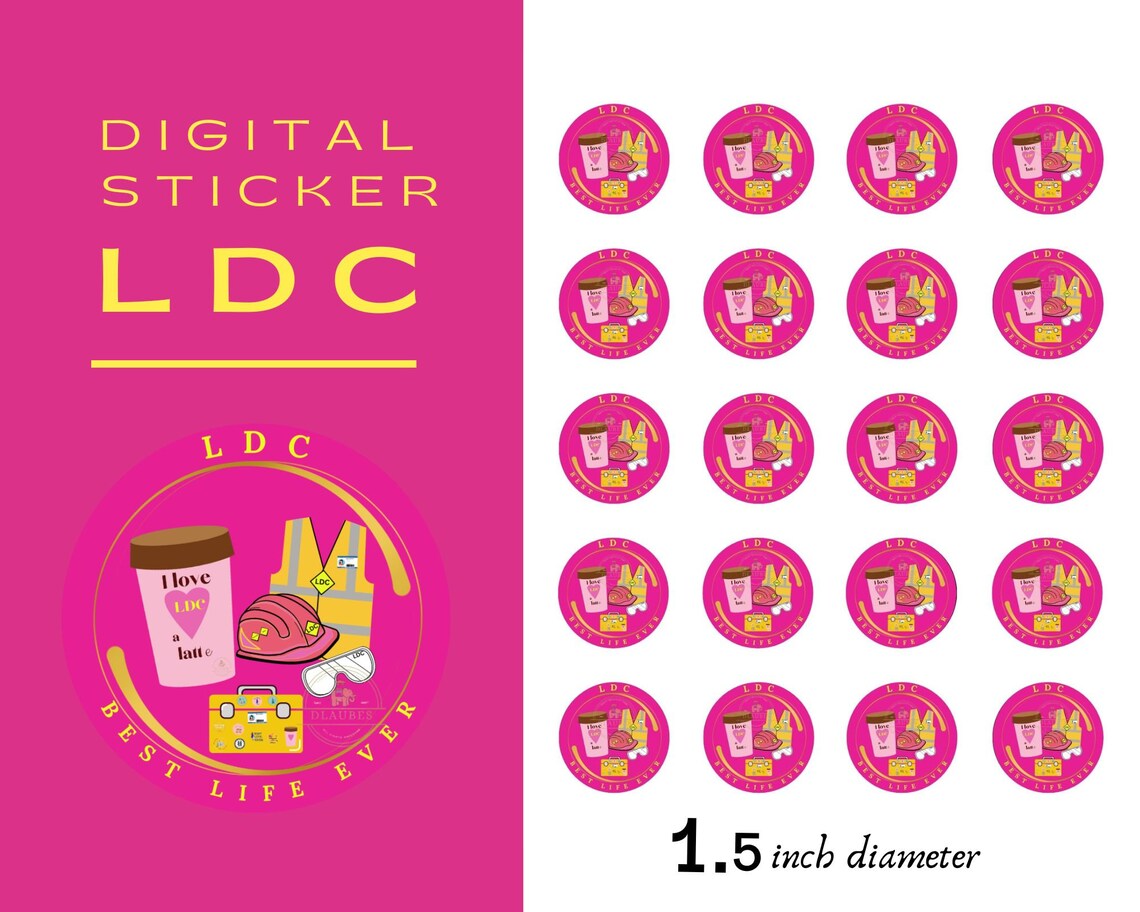 LDC 1.5 Inch Hot Pink Digital Sticker - Etsy