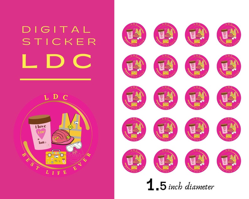 LDC 1.5 Inch Hot Pink Digital Sticker - Etsy