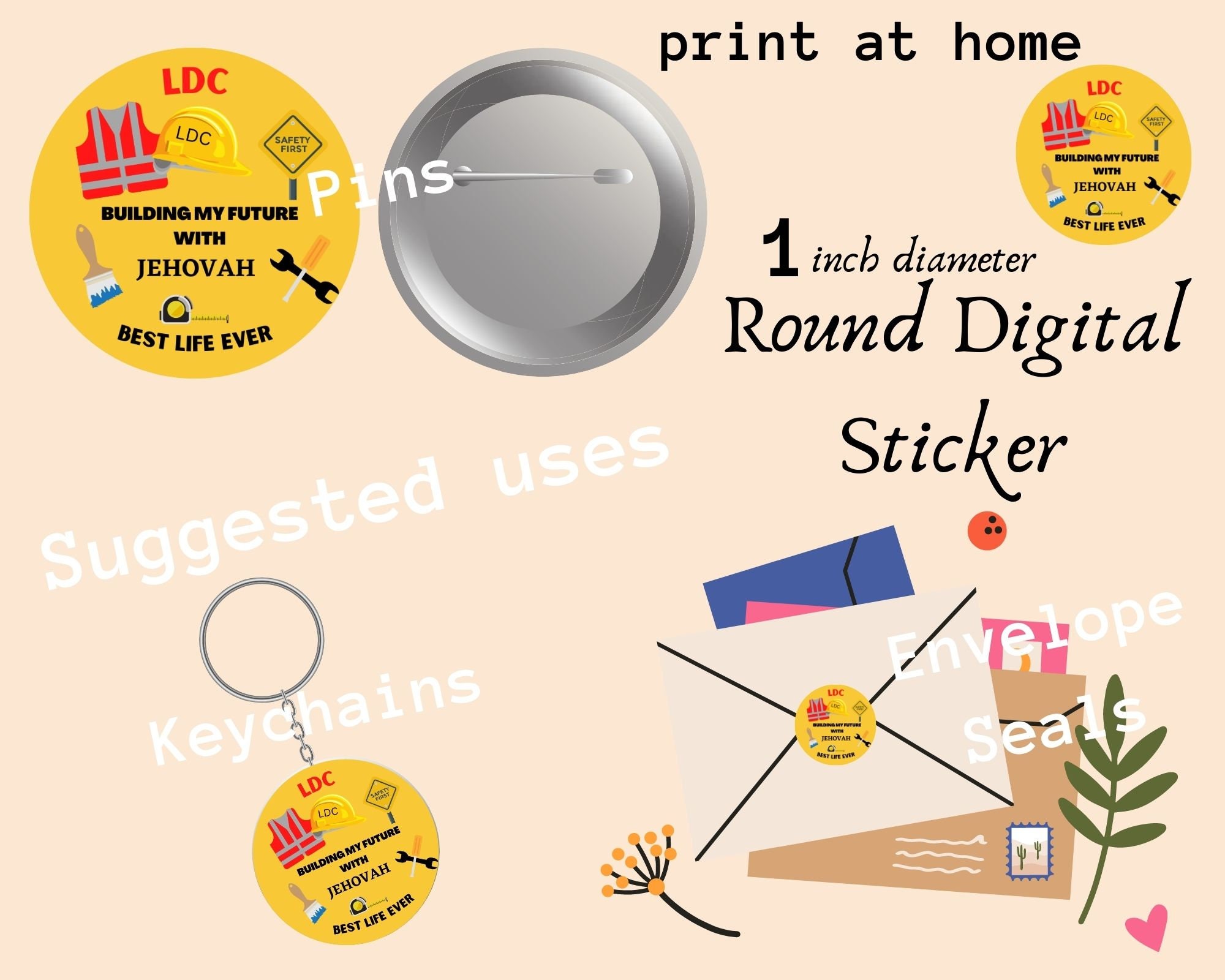 LDC Digital Round 1 Inch Stickers - Etsy