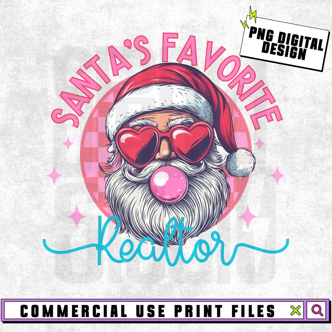 Santa's Favorite Real Estate Agent Png, Retro Christmas Png, Christmas ...