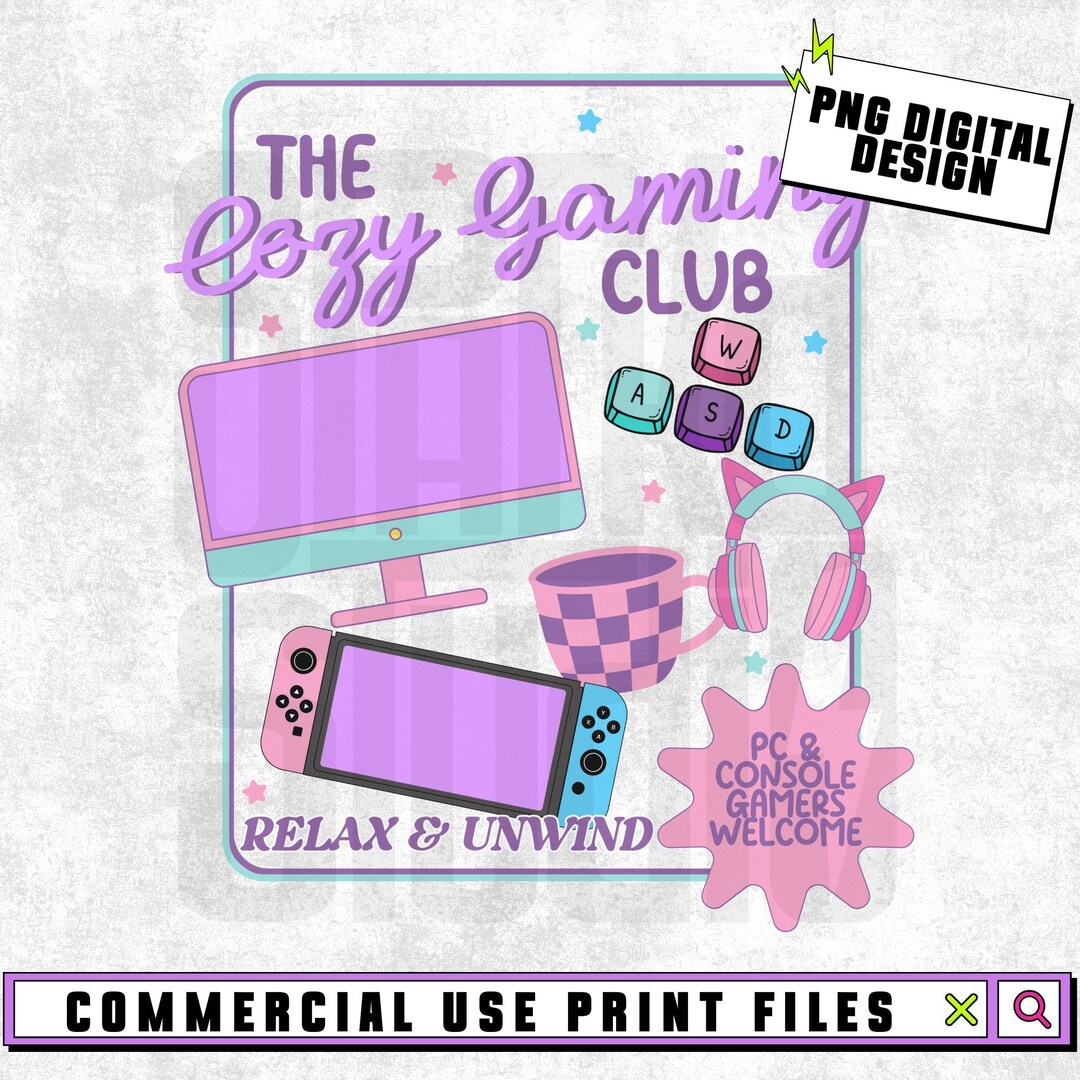 Cozy Gaming Club, Cozy Gaming PNG, Gamer Sublimation Design, Gaming Png ...