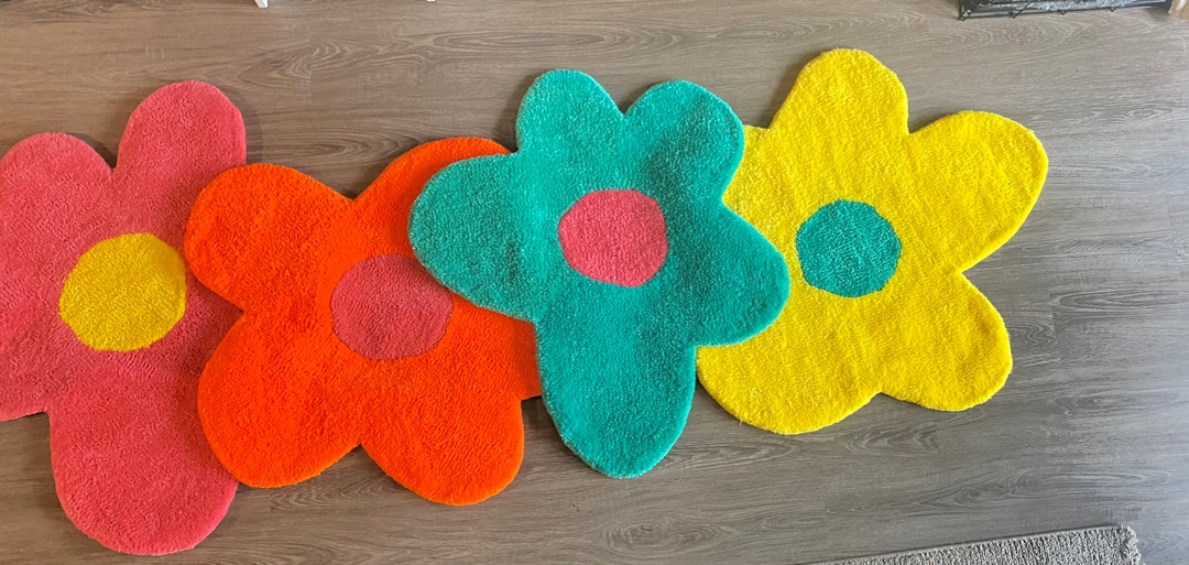Daisy Flower Rug , Hand Tufted Flower Rug , Home Decor, Rug Art. - Etsy