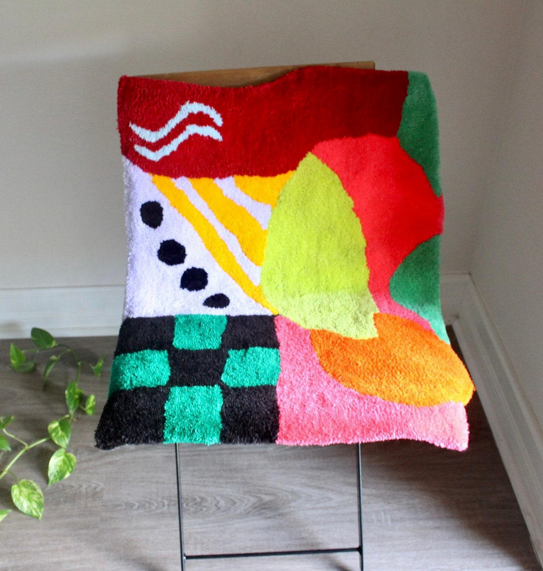 Abstract Tufted Rug , Colorful Tufted Rug , Groovy Art, Modern Decor ...