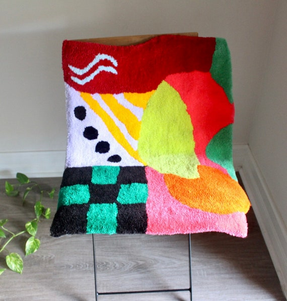 Abstract Tufted Rug Colorful Tufted Rug Groovy Art Modern | Etsy