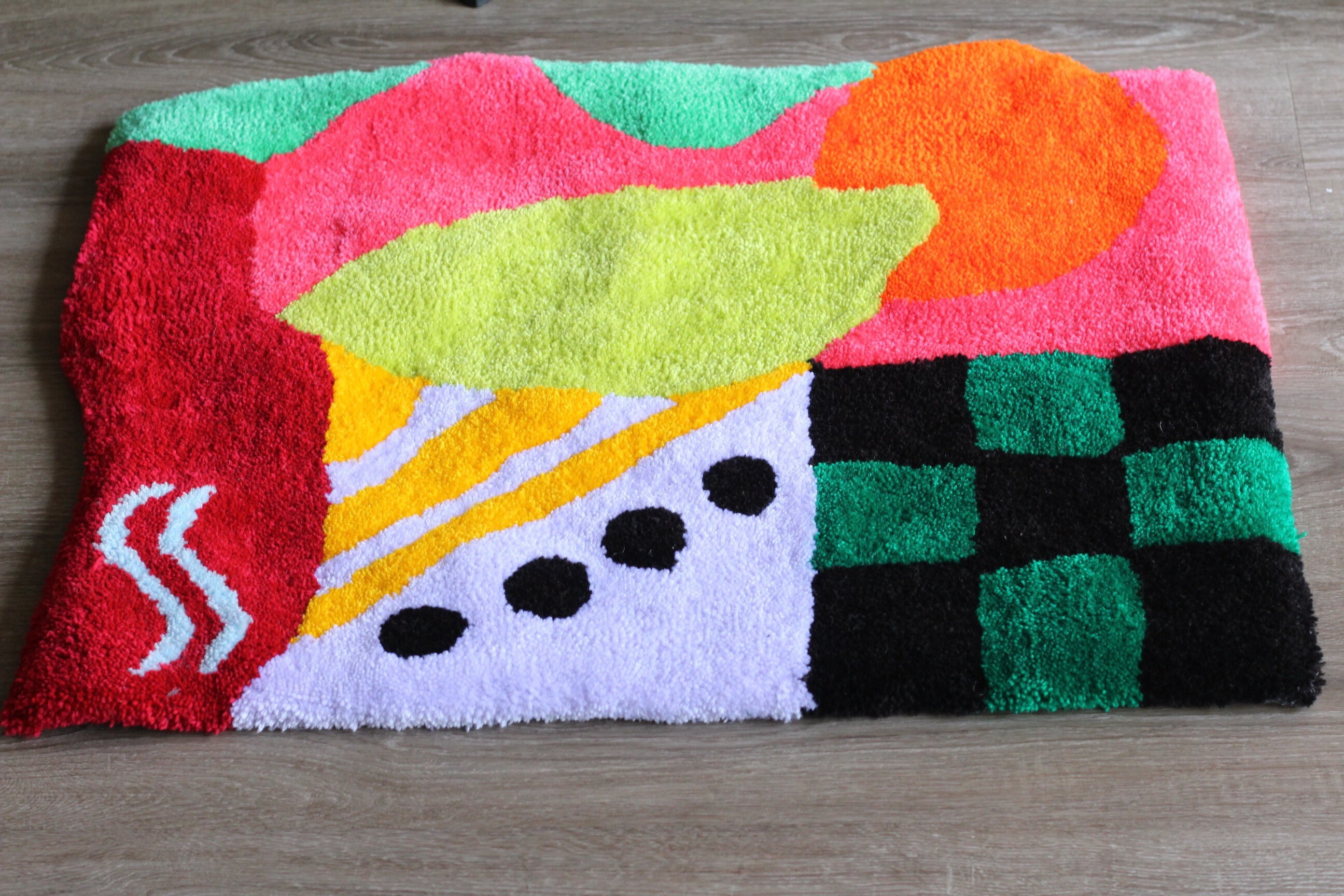 Abstract Tufted Rug , Colorful Tufted Rug , Groovy Art, Modern Decor ...
