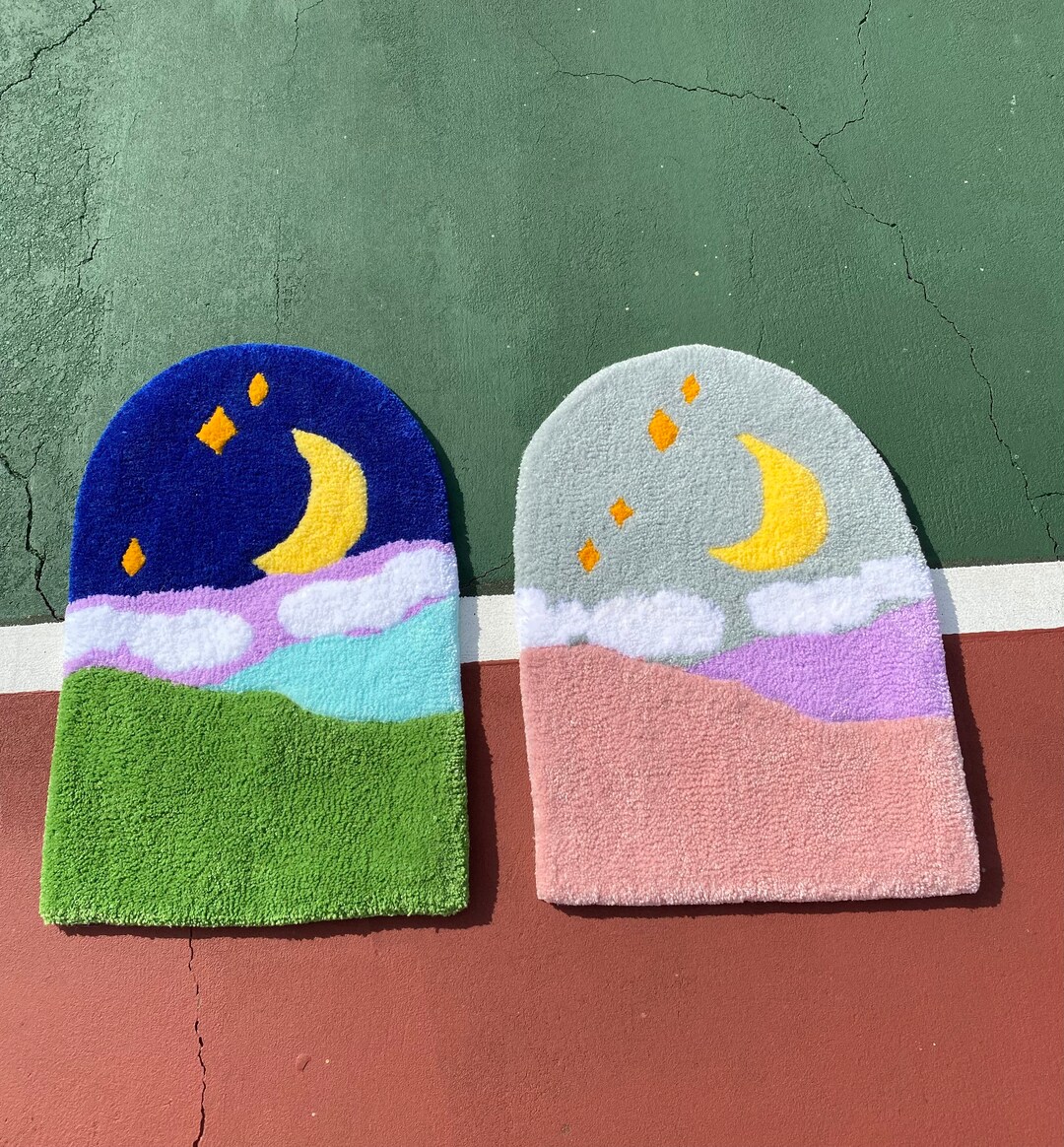 Night Sky Tufted Rug, Wall Hanging , Cloud Rug, Accent Rug ,abstract ...