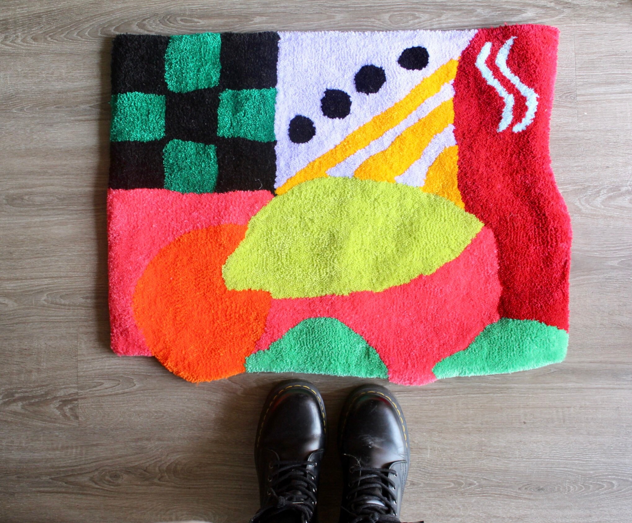 Abstract Tufted Rug , Colorful Tufted Rug , Groovy Art, Modern Decor ...