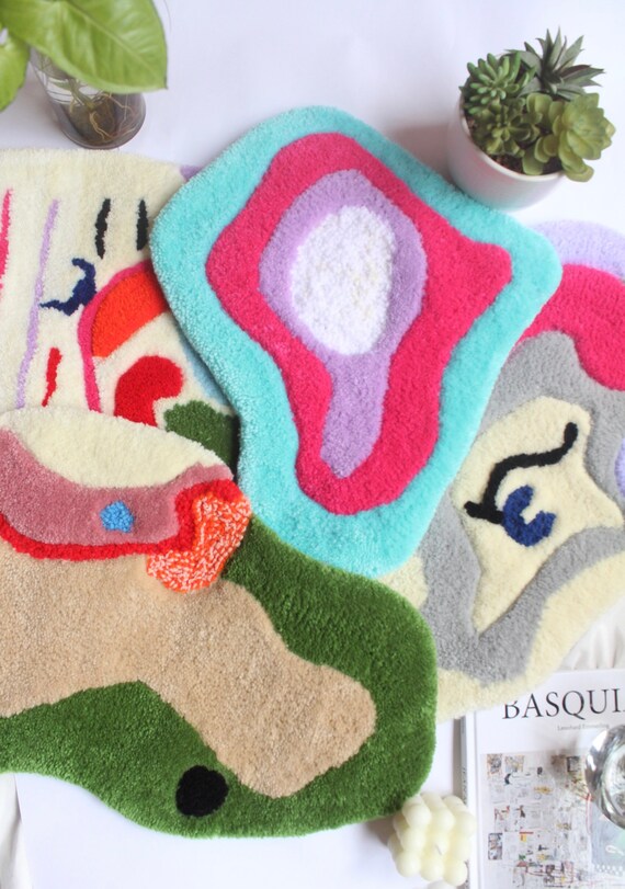 Tufted Rug Wall Hanging Mini Catch All Rug Minimalist - Etsy