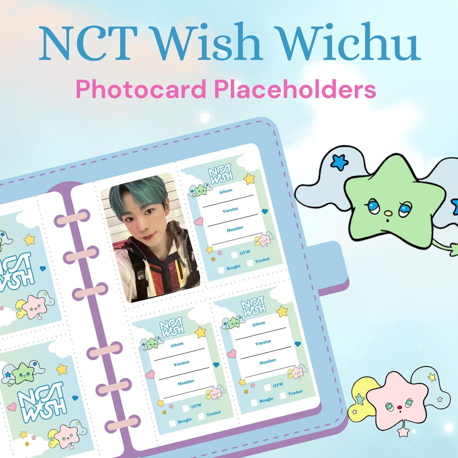 Kpop Photocard Placeholders NCT Wish Wichu PC Binder Filler Collection ...