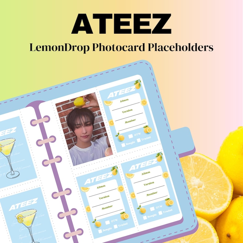 Ateez Lemon Drop Photocard Placeholder: Kpop Binder Filler (digital ...