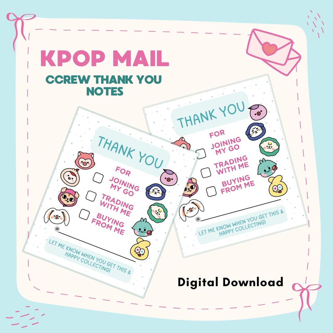 Cravity Kpop Thank You Notes: Ccrew Theme, Printable Luvity Cards ...