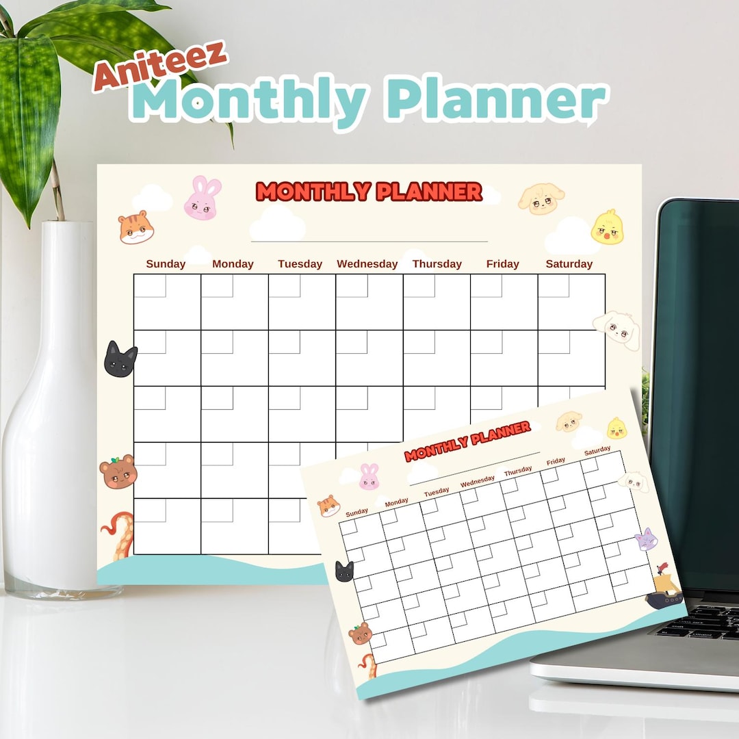 Aniteez Monthly Planner Ateez Calendar for Atiny Journal Kpop No Spend ...