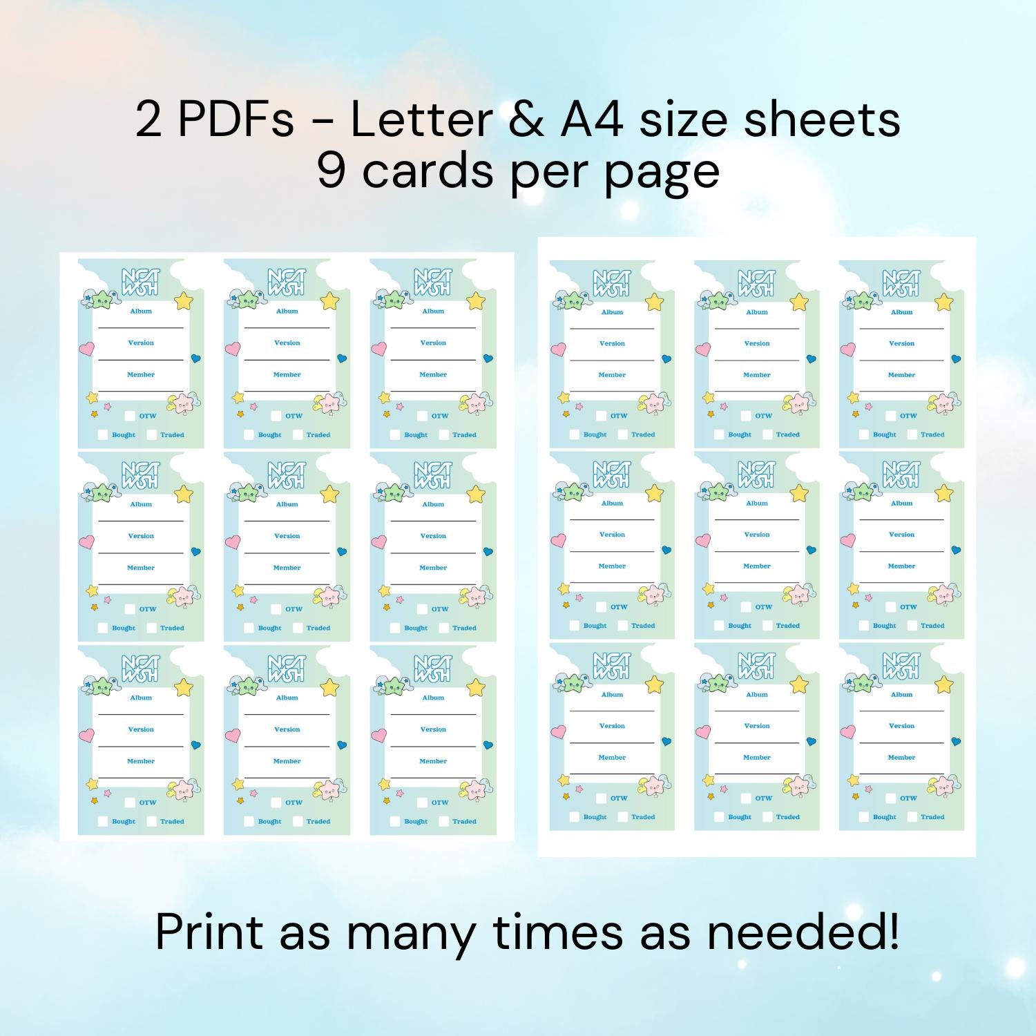 Kpop Photocard Placeholders NCT Wish Wichu PC Binder Filler Collection ...