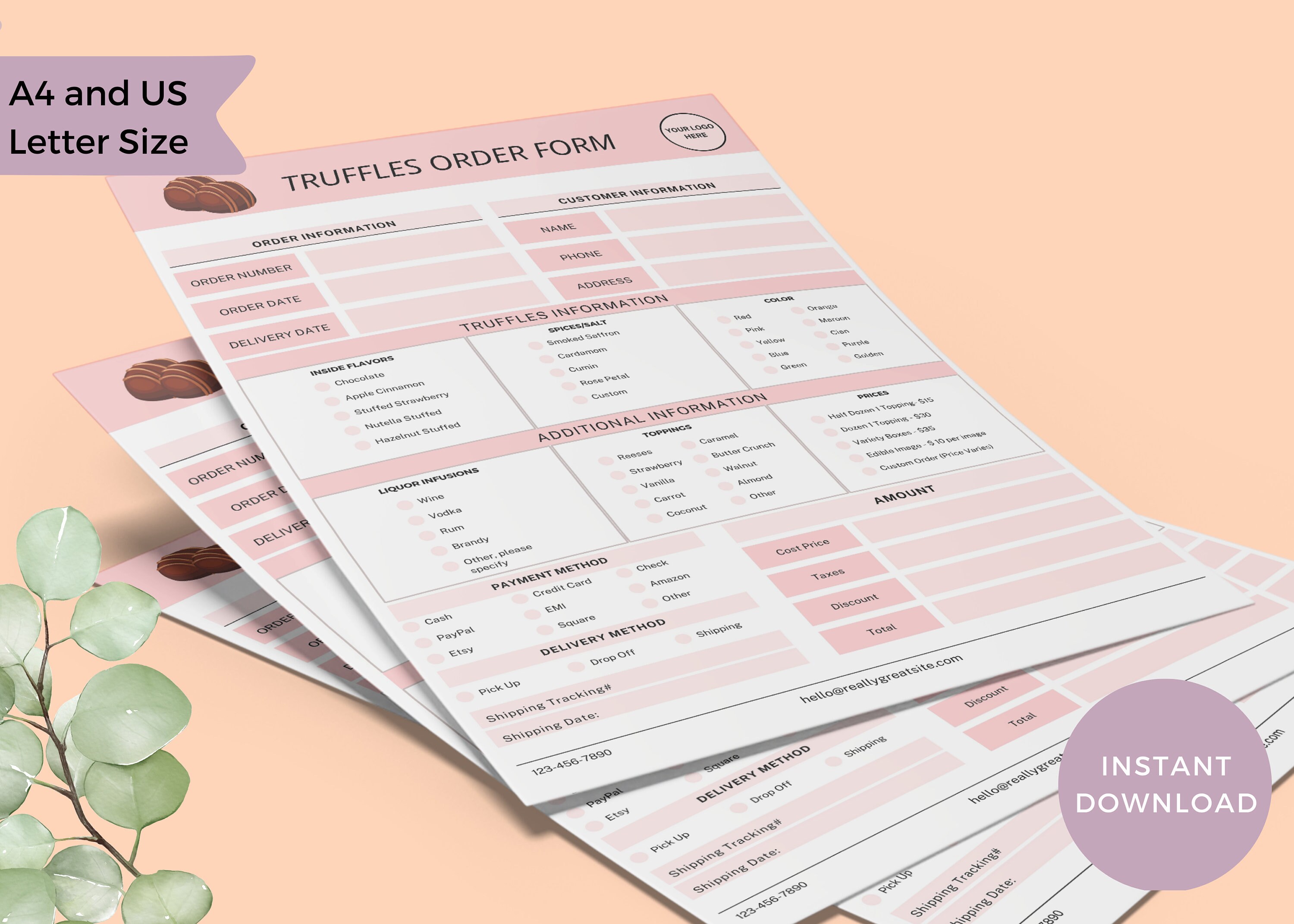 Truffles Order Form for Small Business Truffles Order Form for Business ...