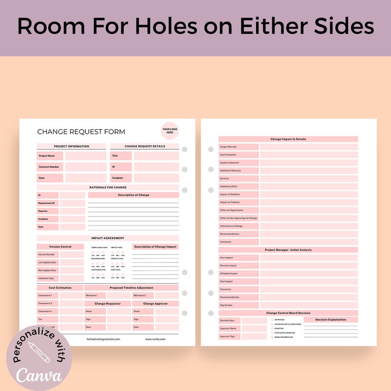 Change Request Order Form Template for Project Management Change ...