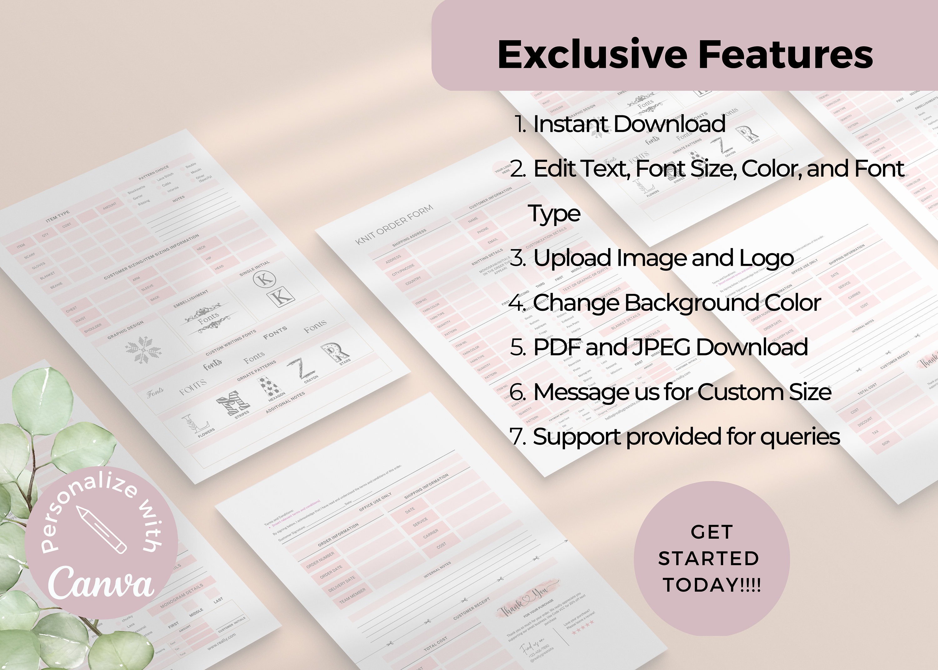 3 Page Editable Knitting Order Form Template for Knitting Business ...