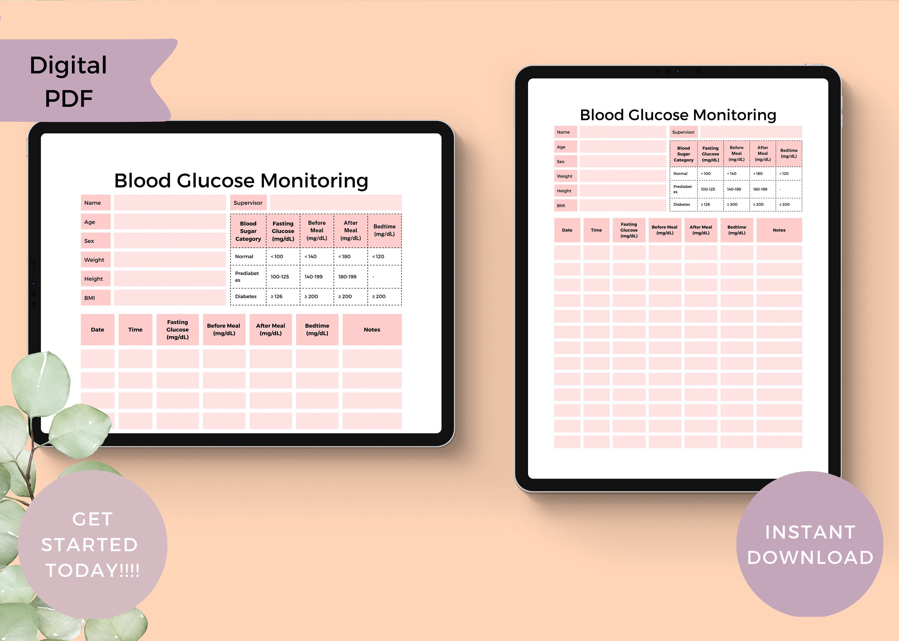 Blood Sugar Tracker for Glucose Blood Sugar Log for Diabetes Blood ...