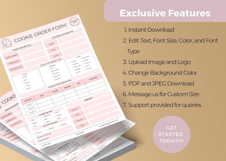 Cookie Order Form Template | Bakery Order Form Template | Small ...