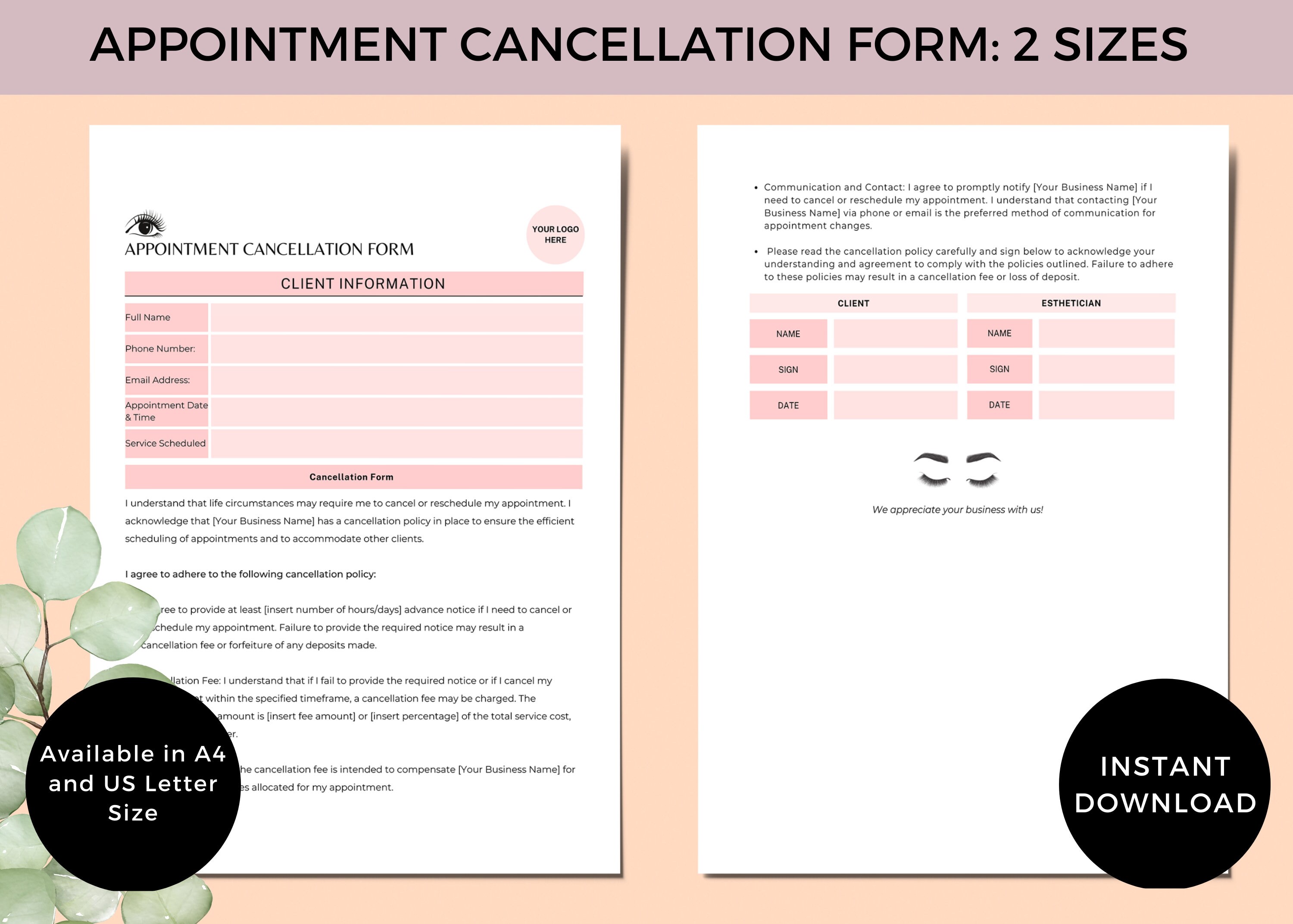 Eyelash Extension Forms Lash Extension Forms Esthetician Consultation ...