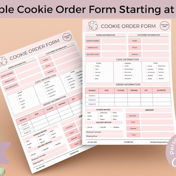 Cookie Order Form - Etsy