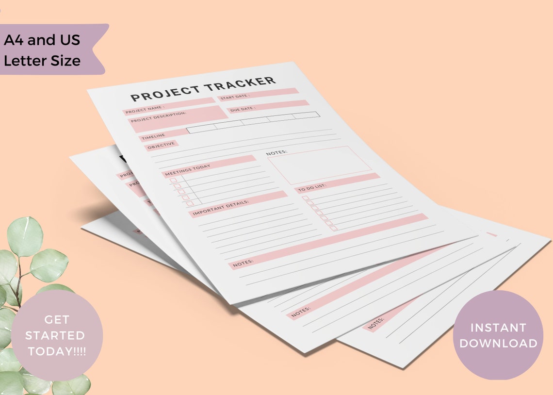 Printable Project Tracker for Project Planner Printable Project ...