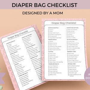 Printable Diaper Bag Checklist Digital Diaper Bag Checklist for New ...
