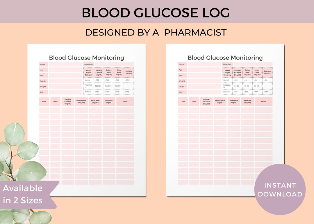 Blood Sugar Tracker for Glucose Blood Sugar Log for Diabetes Blood ...