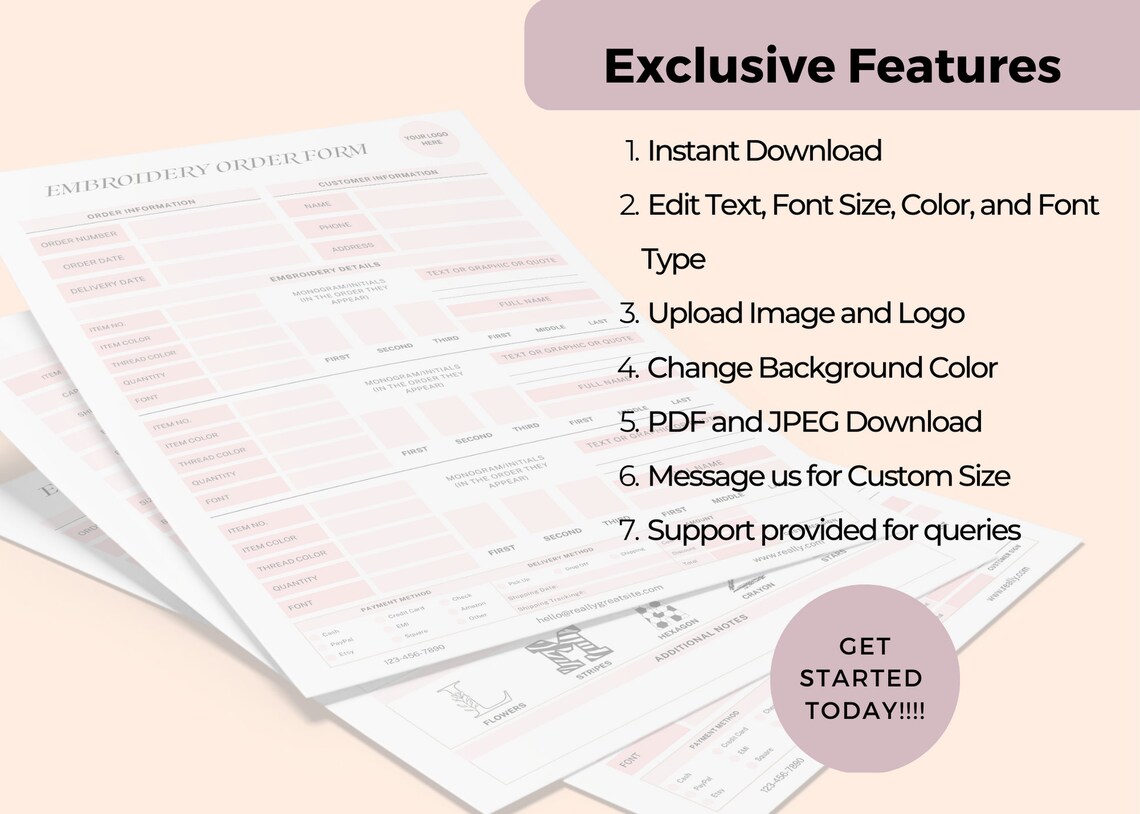 Editable Embroidery Order Form Template for Embroidery Business Order ...