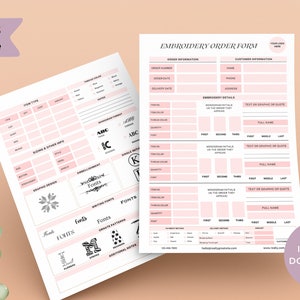 Editable Embroidery Order Form Template for Embroidery Business Order ...