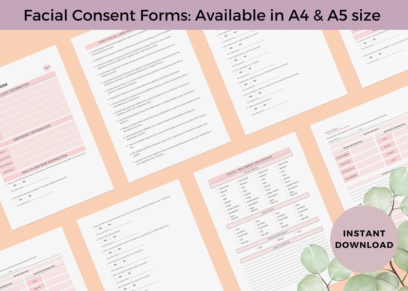 Facial Consent Form for New Client Intake Form for Facial Esthetician ...