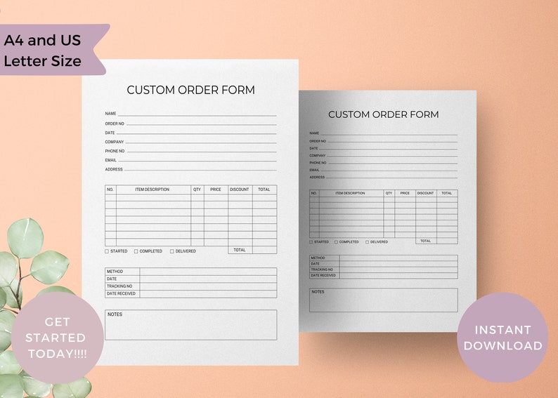 Printable Custom Order Form Template for Small Business Custom - Etsy