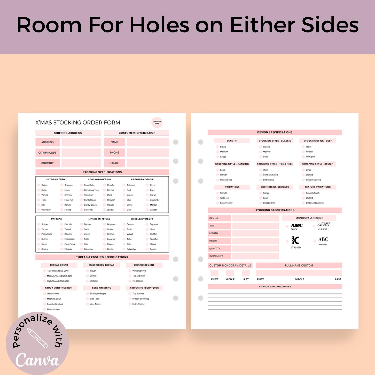 Editable Christmas Stocking Order Form Template for Stocking Business ...